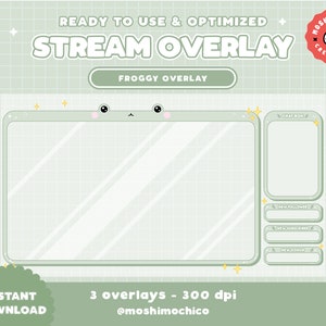 Twitch Froggy Stream Overlay Set / Sage / Streamer Graphics / Kawaii ...