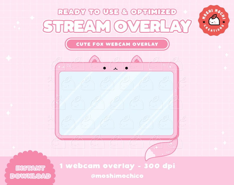 Twitch Cute Pastel Pink Fox Webcam Stream Overlay / Streamer Graphics ...