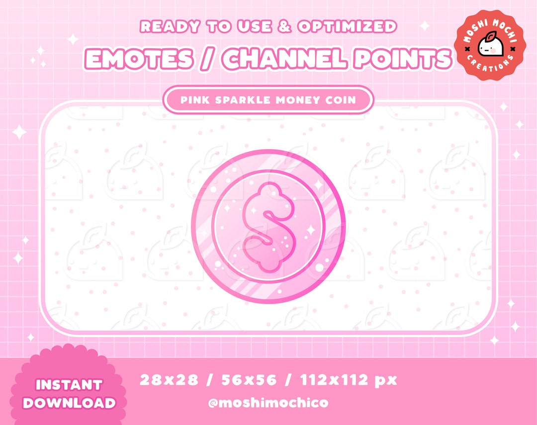 Twitch Pink Money Coin Emote / Dollar Sign Channel Point / Badges ...