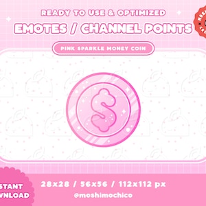 Twitch Pink Money Coin Emote / Dollar Sign Channel Point / Badges ...