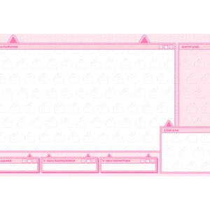 2x Twitch Aesthetic Pink Cat Pixel Computer Screen Overlay / Streamer ...