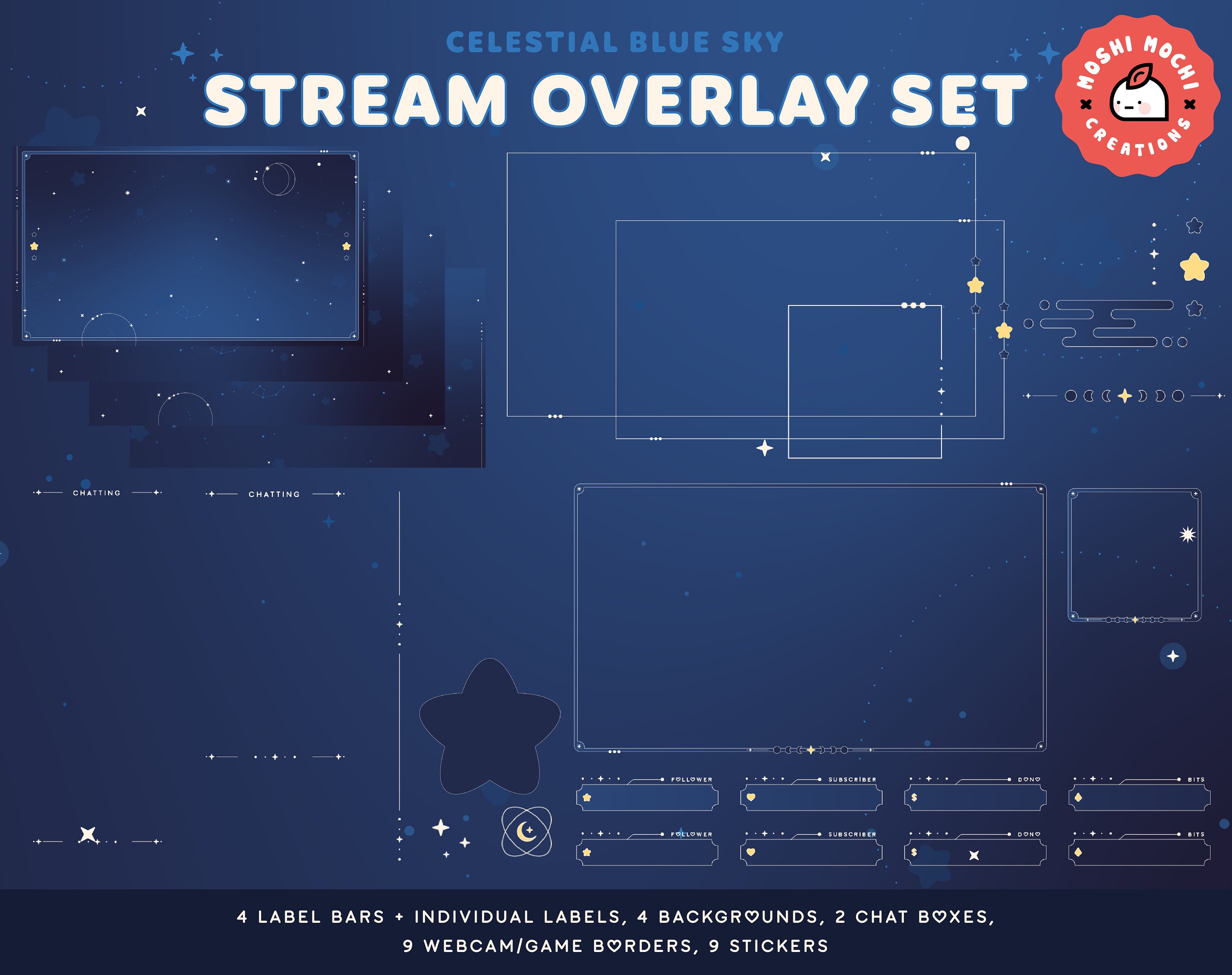 Celestial Starry Sky Stream Pack for Twitch, Panels, Animated Screens ...
