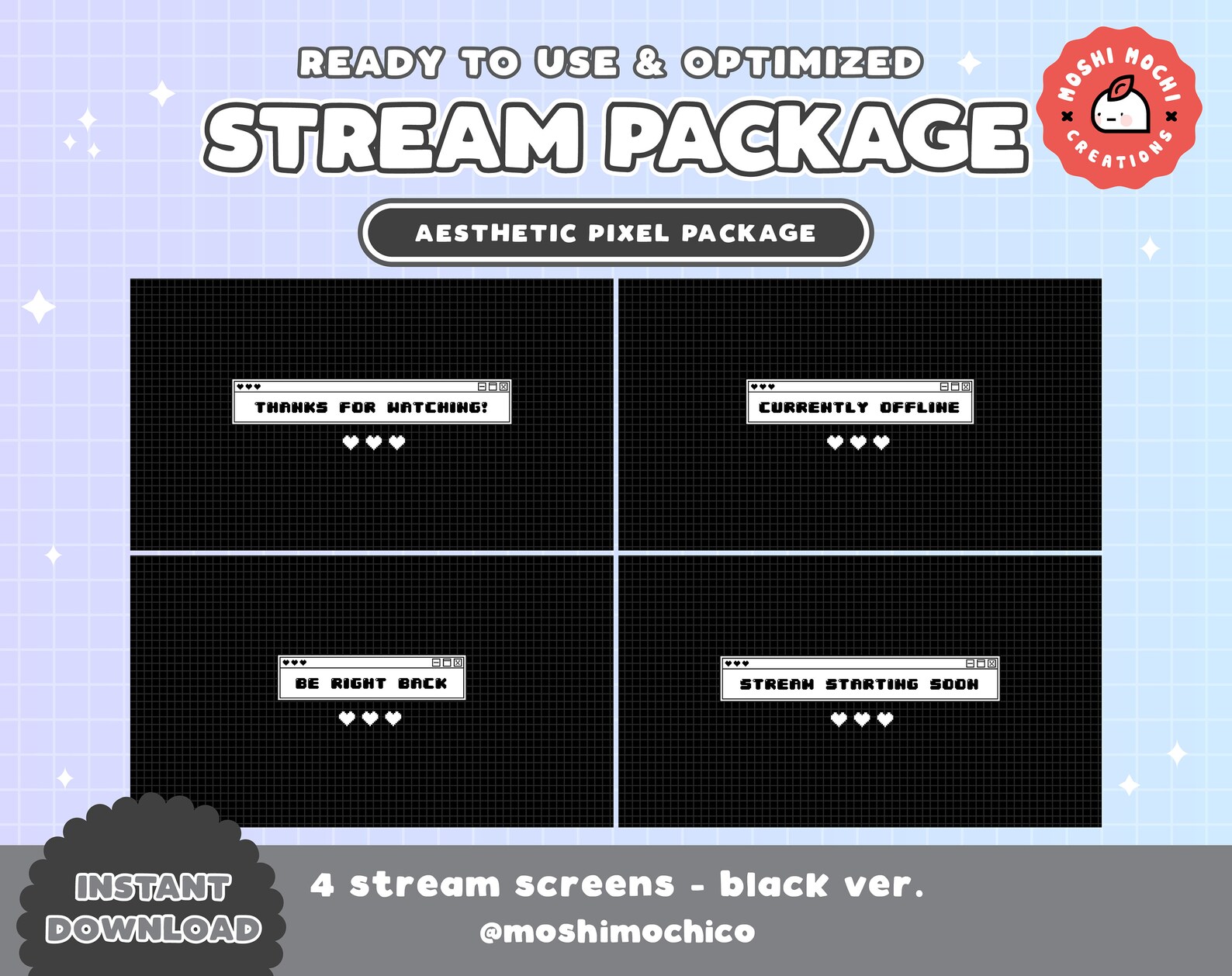 Twitch Aesthetic Black and White Pixel Computer Screen Stream | Etsy