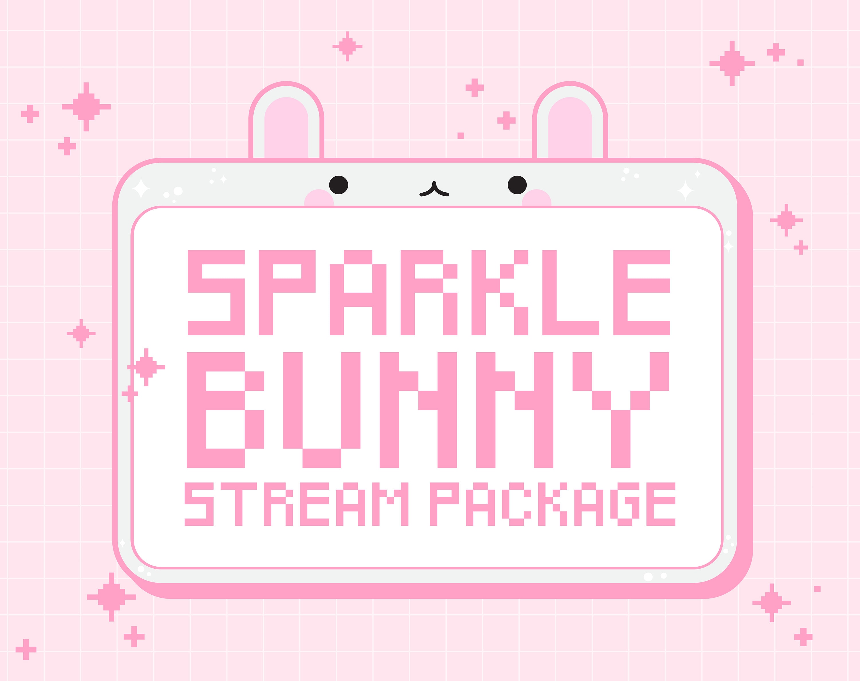 Twitch Stream Package Cute White Sparkle Bunny / Streamer | Etsy Canada
