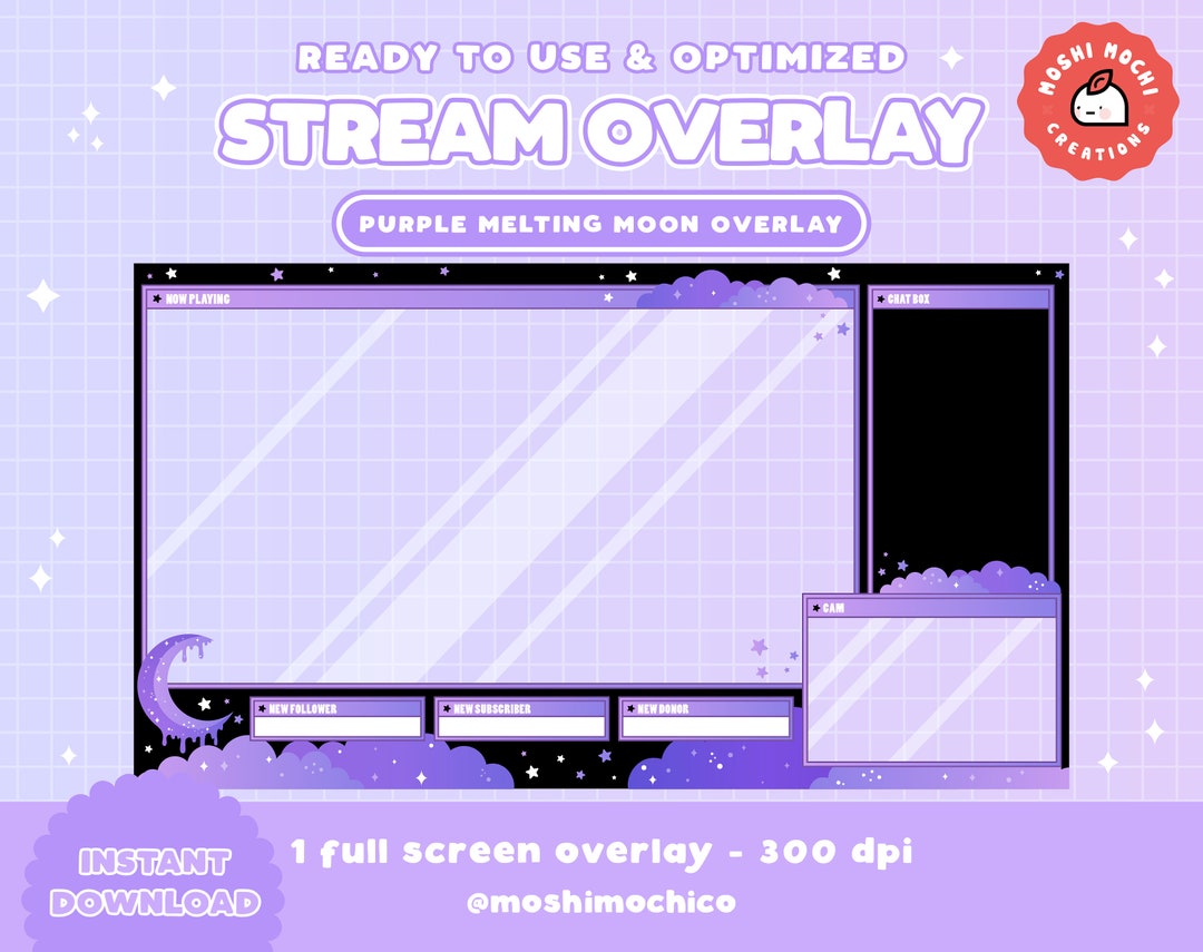 Twitch Creepy Cute Spooky Purple Halloween Melting Moon Overlay ...