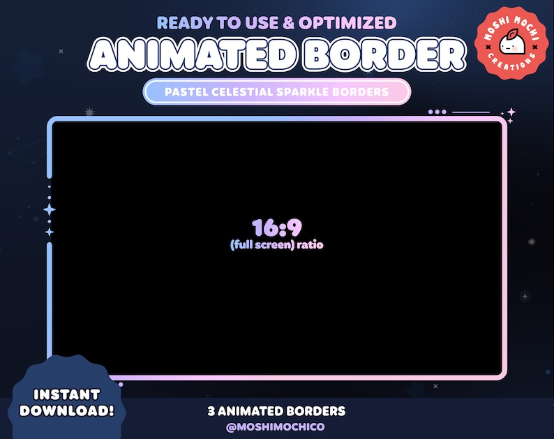 Mystic Animated Celestial Sparkle Stream Border, Twitch Cam, Webcam ...