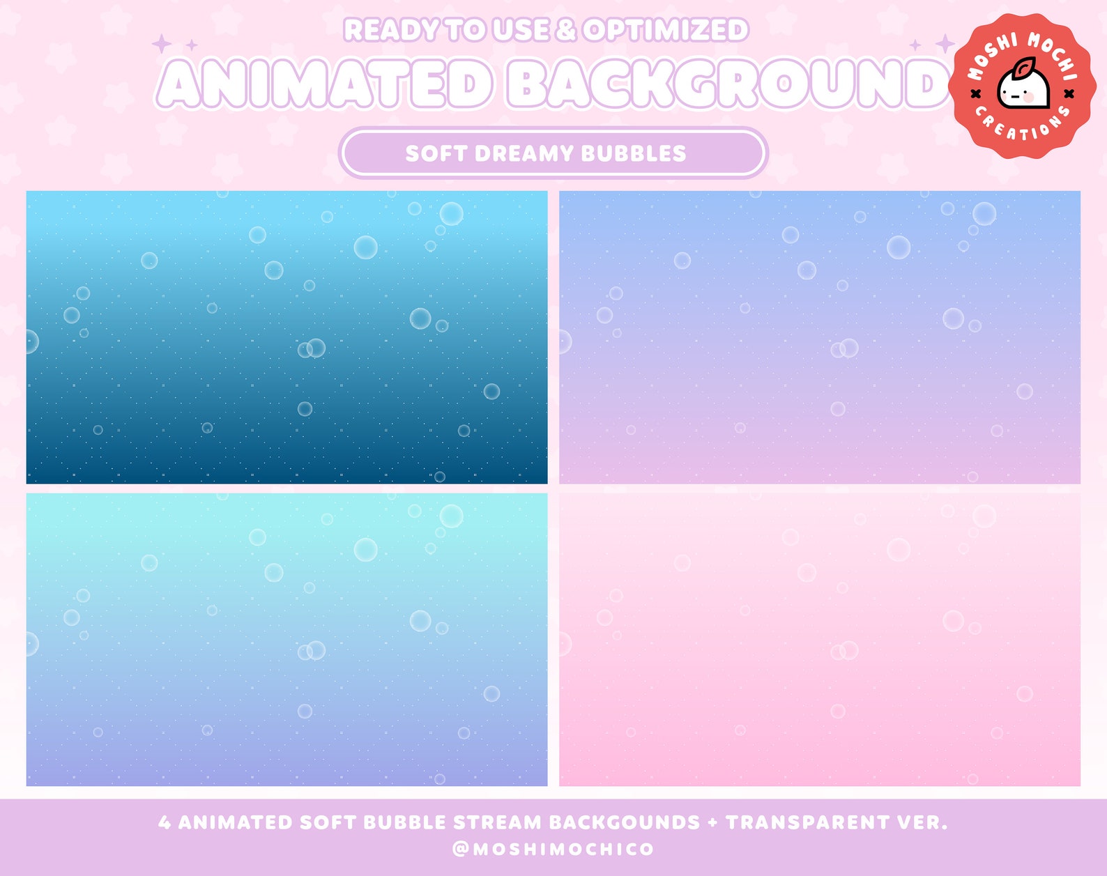 Animated Stream Background, Soft Dreamy Bubble Twitch Overlay, Custom ...