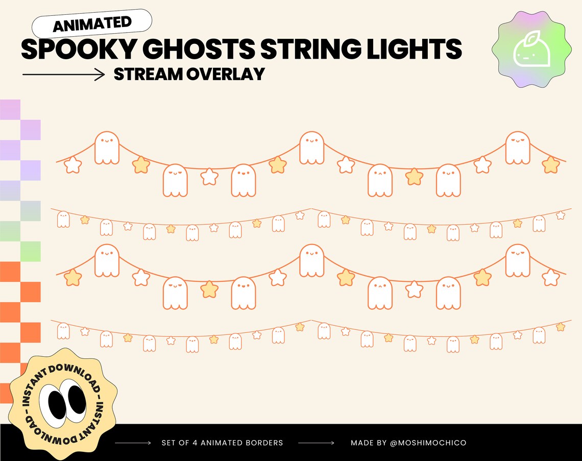 Animated Ghost String Light Overlay, Spooky Twinkle Lights, Halloween ...