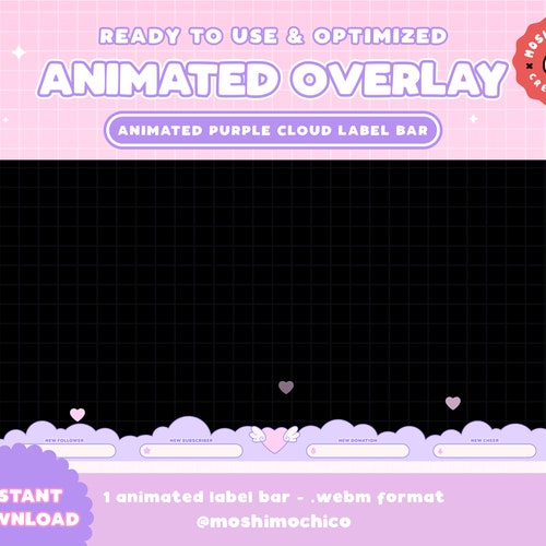 Animated Stream Label Bar / Pastel Pink Cloud Theme / Cute - Etsy