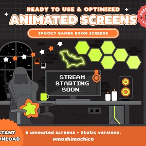 Animated Spooky Gamer Room Setup Screens / Halloween Scenes / Creepy ...