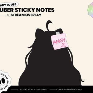 Pink Vtuber Sticky Note Set, Funny Stream Overlay, P2U Vtuber Stream ...