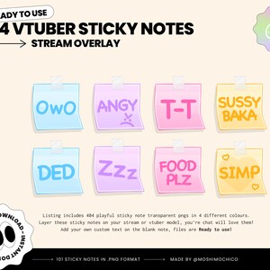 404 Vtuber Sticky Note Set, Funny Stream Overlay, P2U Vtuber Stream ...