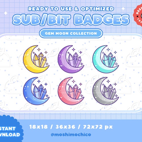 Cute Sparkle Moon Badges - Etsy