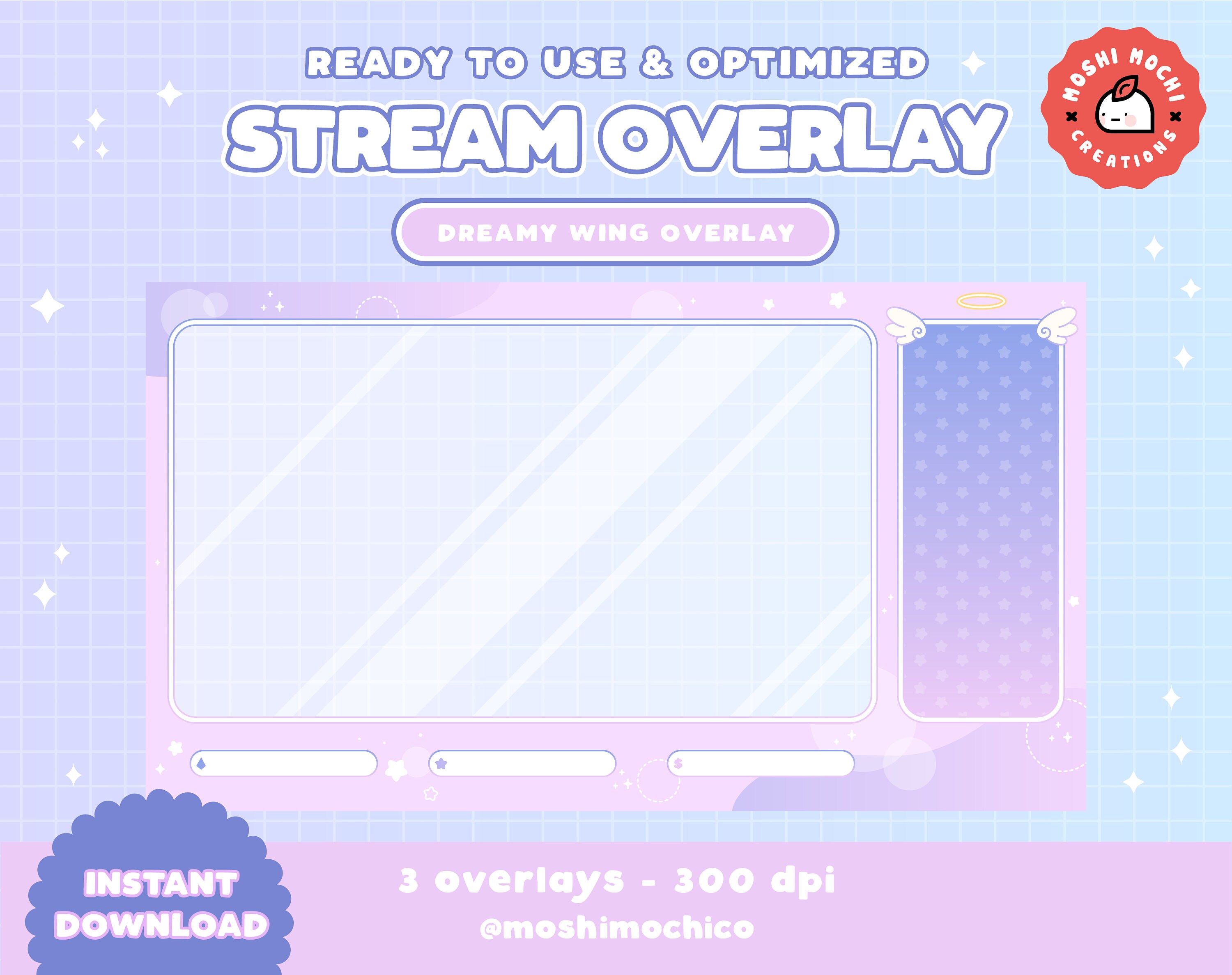 Girly Twitch Stream Overlay - Cute Angel Wing - Kawaii - Streamer ...