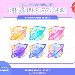 Galaxy Planet Twitch Sub Badges / Bit Badges / Cosmic Sparkle Space ...