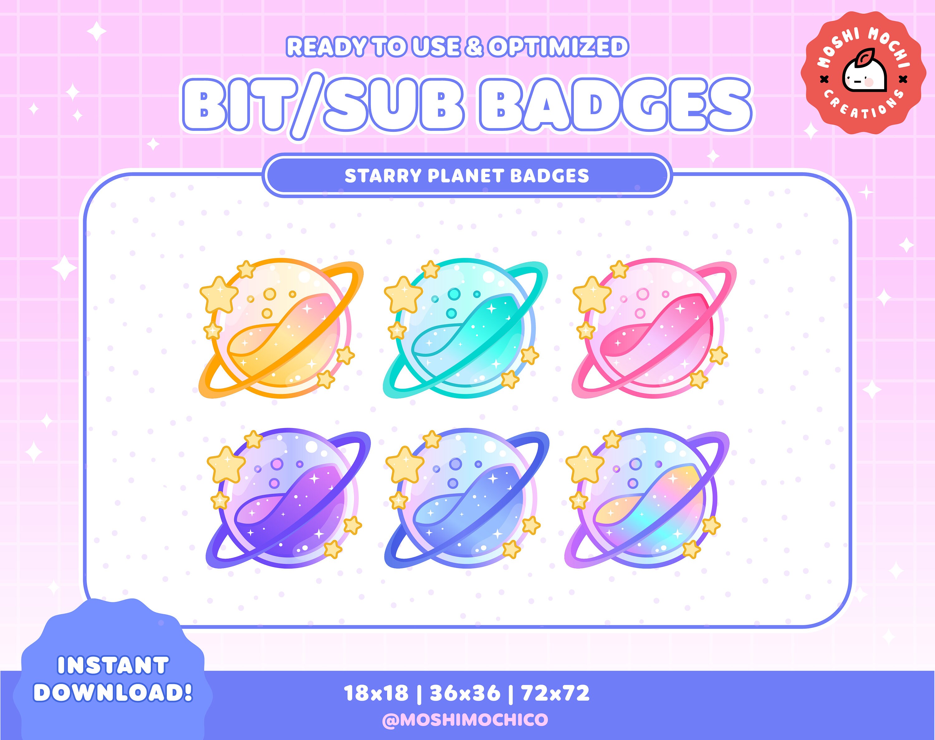 Galaxy Planet Twitch Sub Badges / Bit Badges / Cosmic Sparkle - Etsy