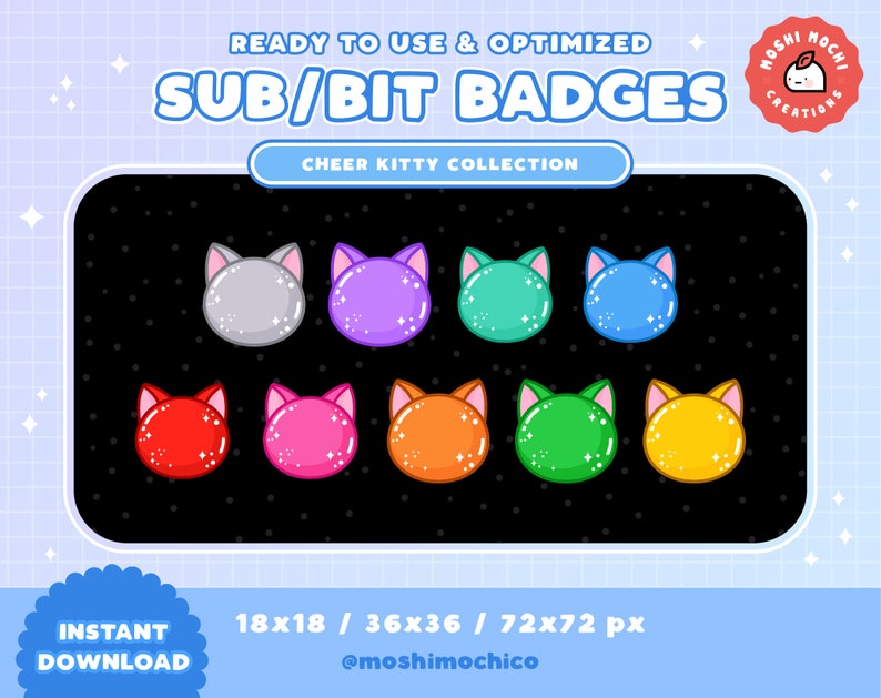 Twitch Sub Badges / Bit Badges / Cheer Rainbow Kitty Cat - Etsy