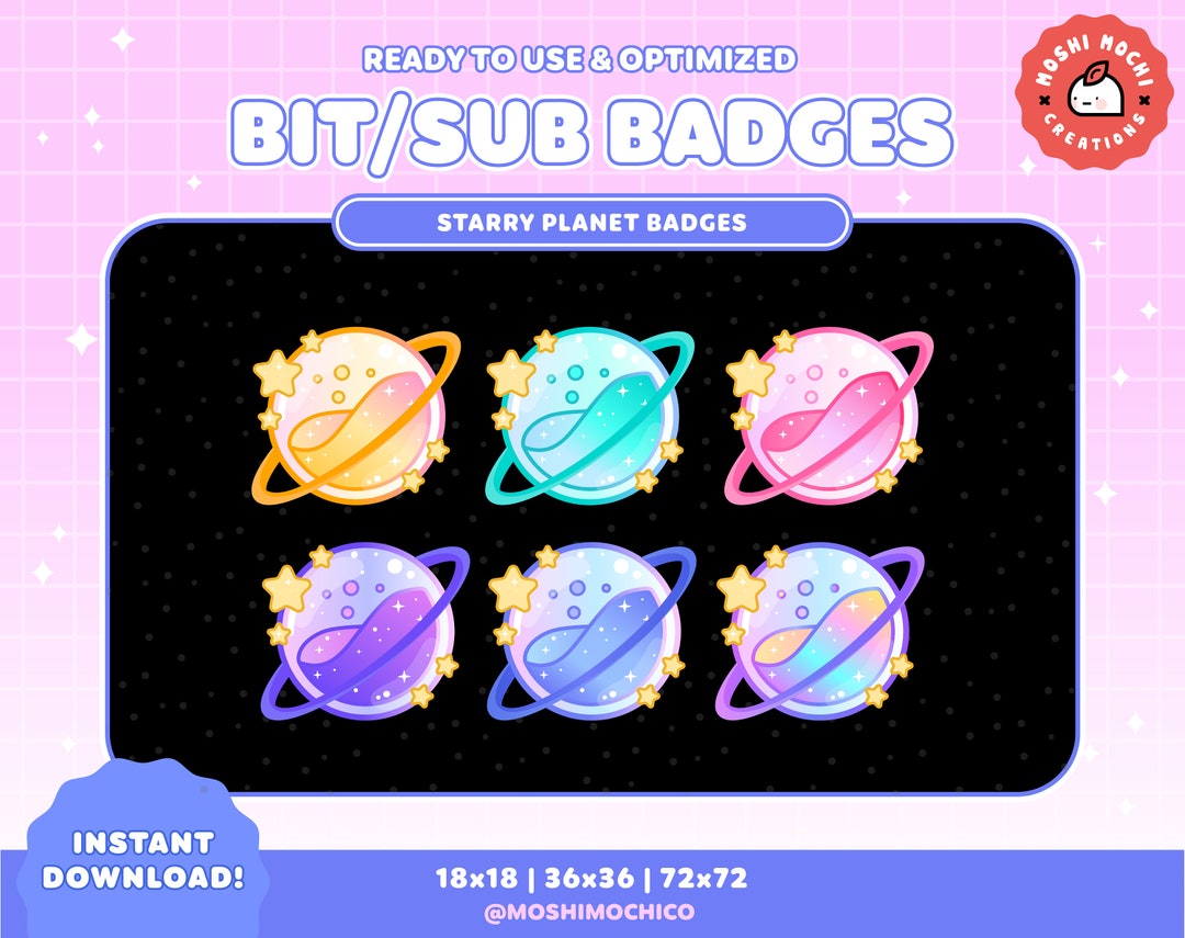 Galaxy Planet Twitch Sub Badges / Bit Badges / Cosmic Sparkle Space ...