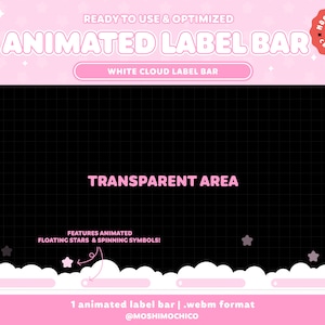 Animated Stream Label Bar / White Pastel Cloud Theme / Cute Aesthetic ...