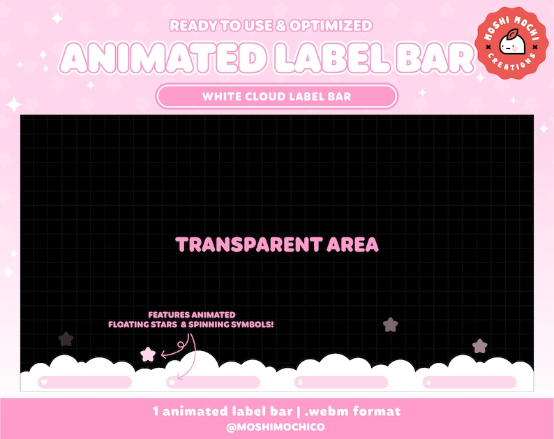 Animated Stream Label Bar / White Pastel Cloud Theme / Cute Aesthetic ...