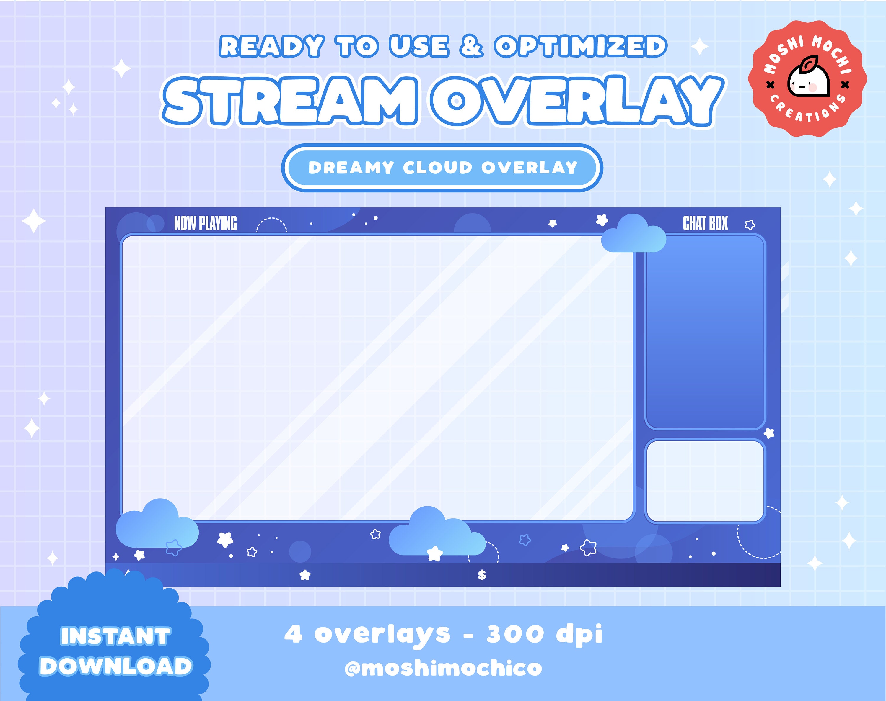 Twitch Cute Soft Pastel Blue Dreamy Cloud Overlay / Streamer | Etsy