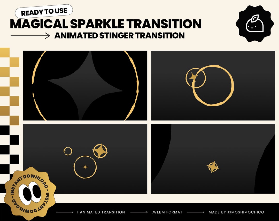 Black and Gold Magic Sparkle Stinger Transition, Twitch Stinger ...