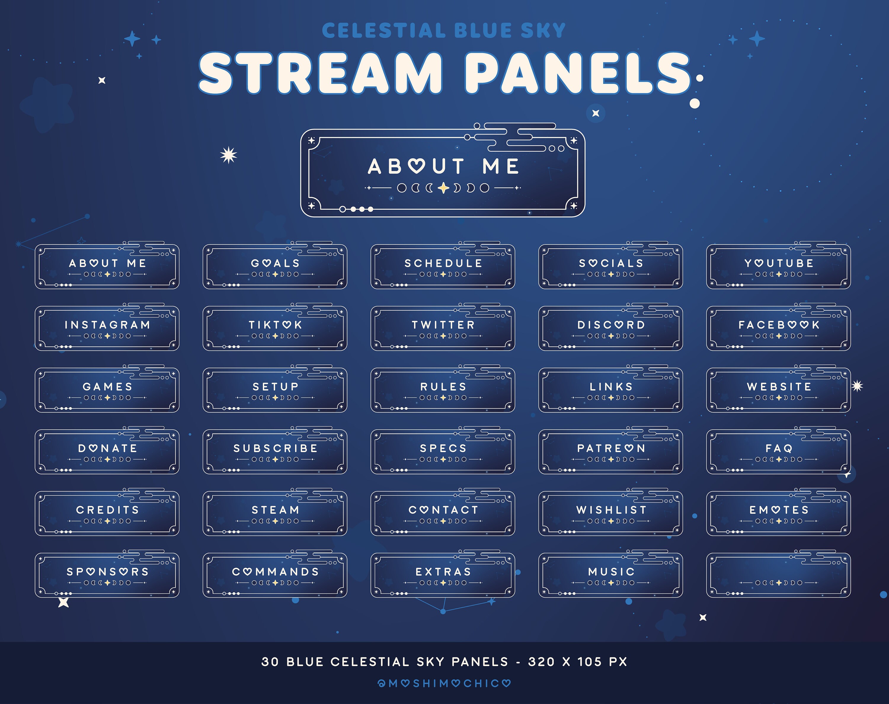 Celestial Starry Sky Stream Pack for Twitch, Panels, Animated Screens ...
