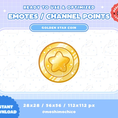 Gold Star Channel Point / Emote / Twitch Badge / Cute / Kawaii - Etsy ...