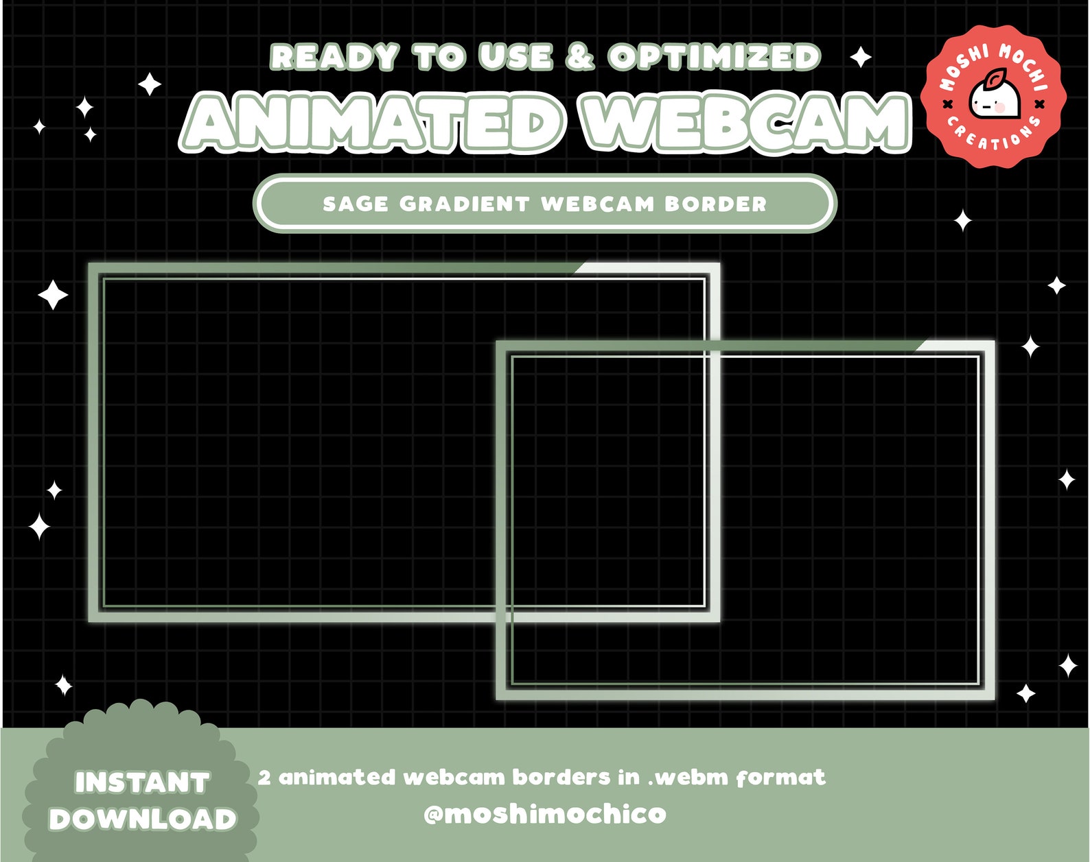 Animated Sage Green Webcam Border for Streaming / Camera Overlay / Cam ...