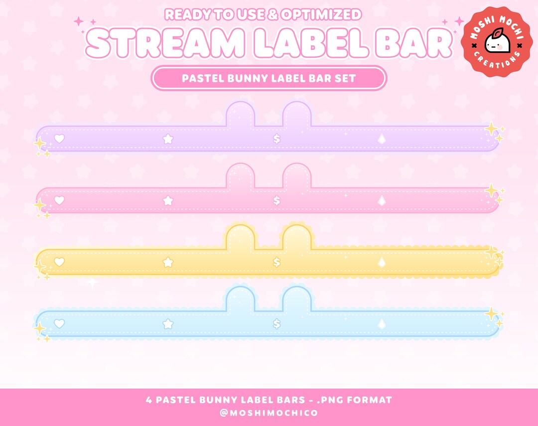 Pastel Bunny Label Bar for Twitch, Custom Stream Overlay, Cute ...
