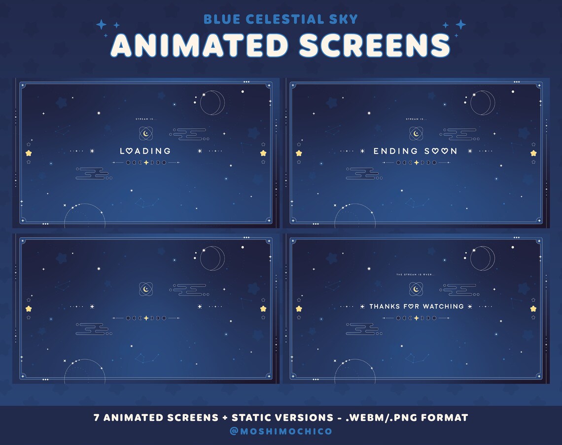 Animated Celestial Starry Sky Screens for Twitch Stream - Etsy