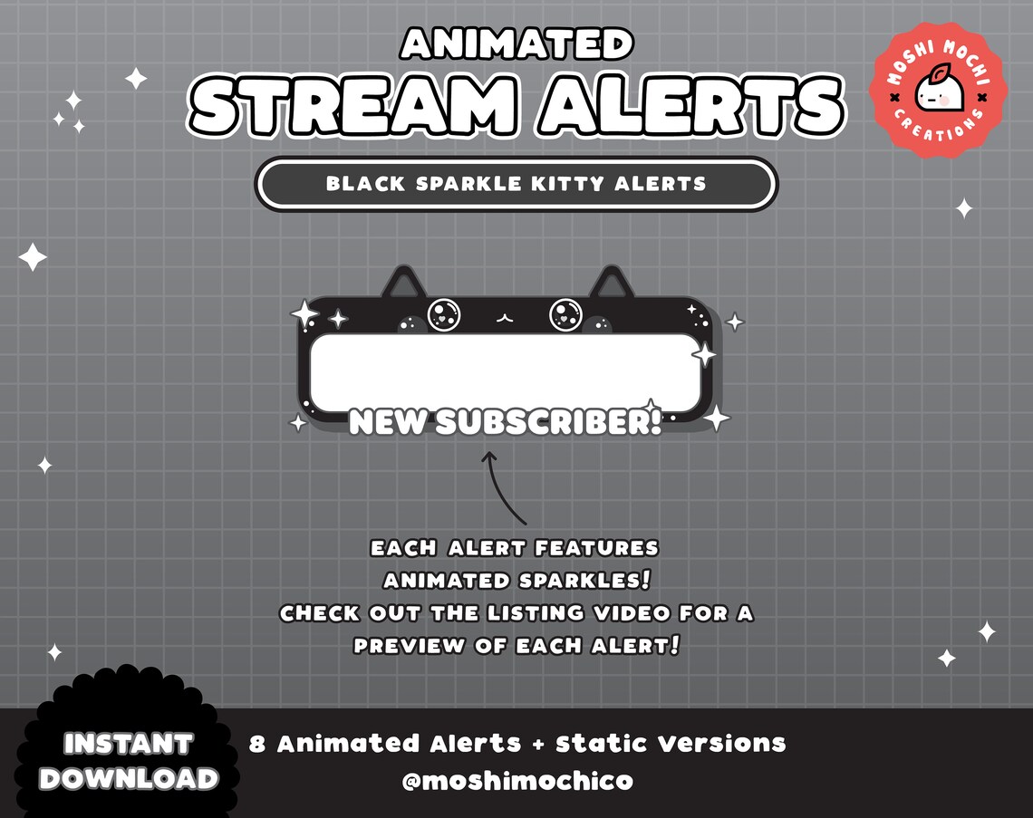 Animated Twitch Alerts Cute Sparkle Kitty Theme Cat Stream - Etsy