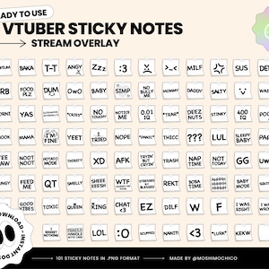 101 Vtuber Sticky Note Set, Funny Stream Overlay, P2U Vtuber Stream ...
