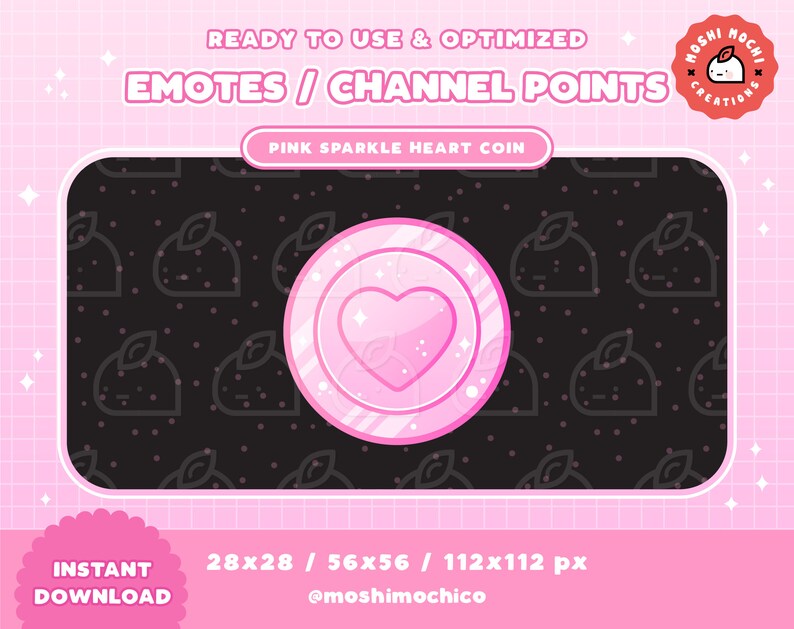 Pink Bubble Heart Channel Point Coin / Emote / Twitch Badge / | Etsy