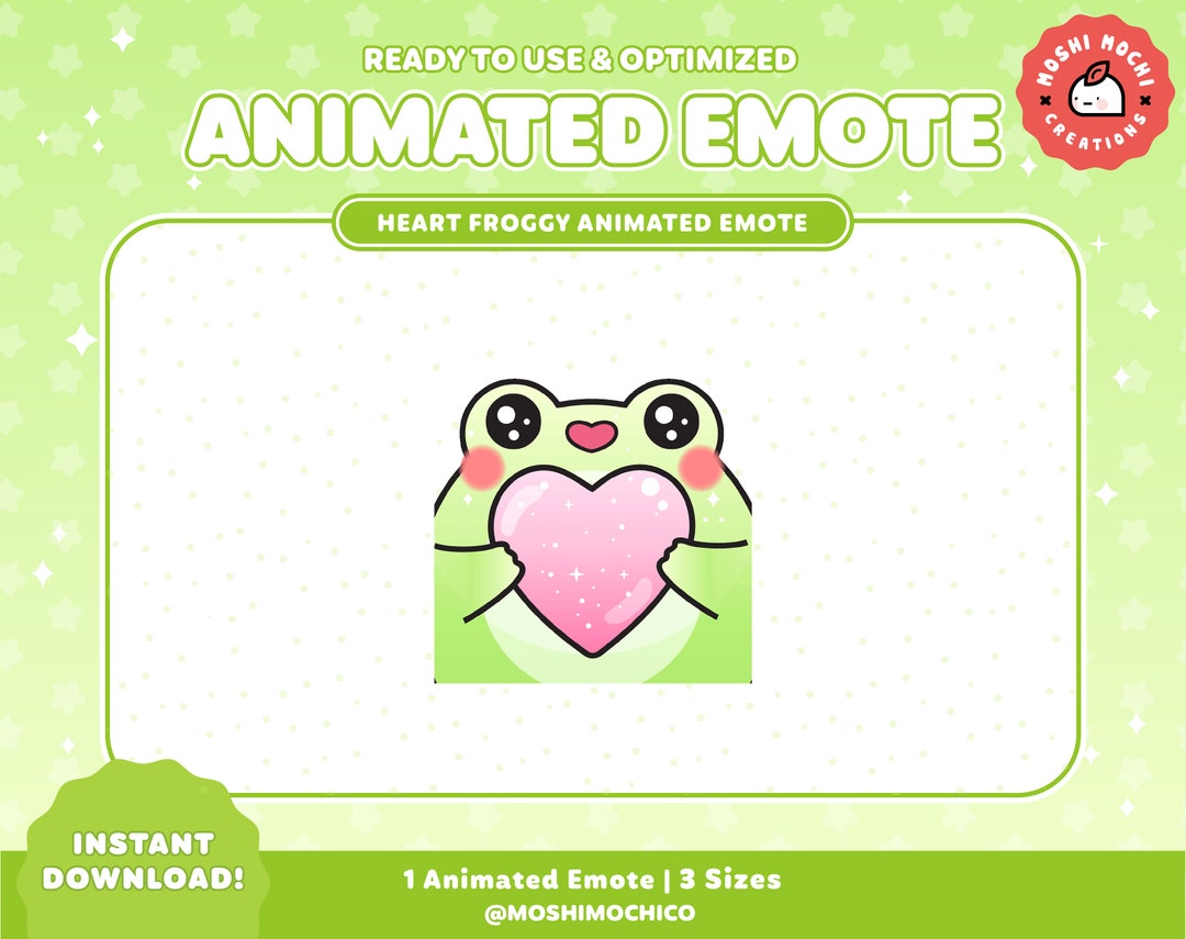 Animated Heart Frog Emote / Twitch Badge / Cute / Funny Emote for ...