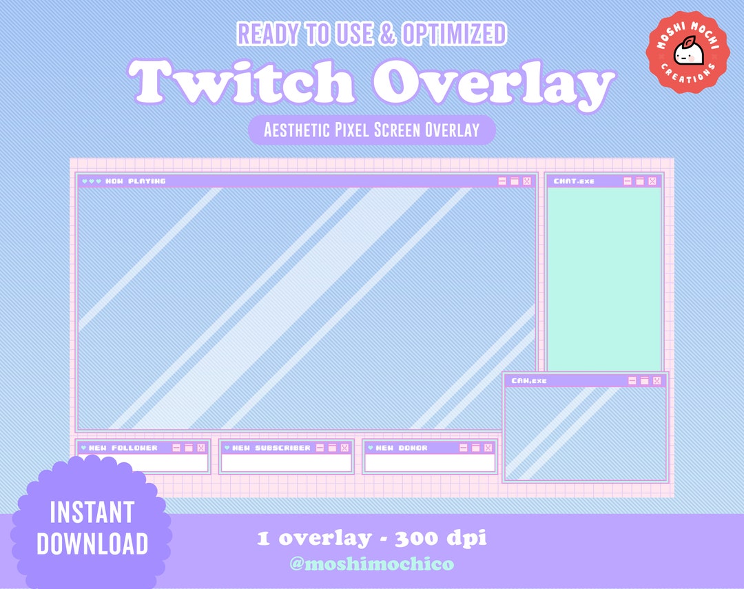 Twitch Aesthetic Pixel Computer Screen Overlay / Streamer Graphics ...