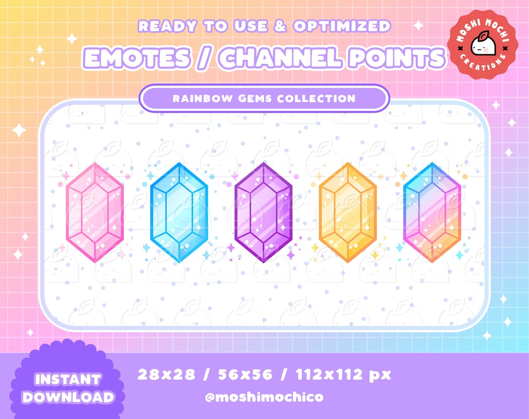 Twitch Pastel Rainbow Diamond Gem Emotes / Channel Points / - Etsy