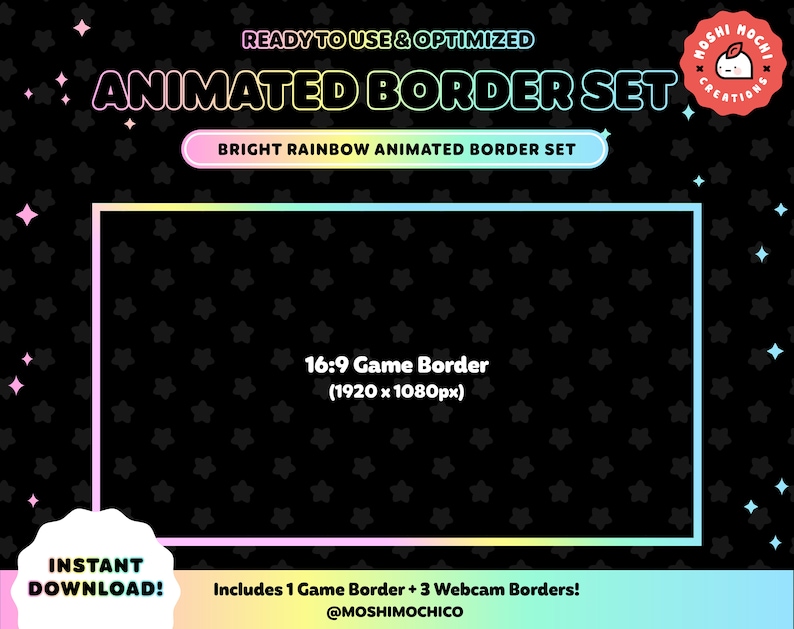 Animated Rainbow Stream Border Set / Webcam / Game Frame / - Etsy