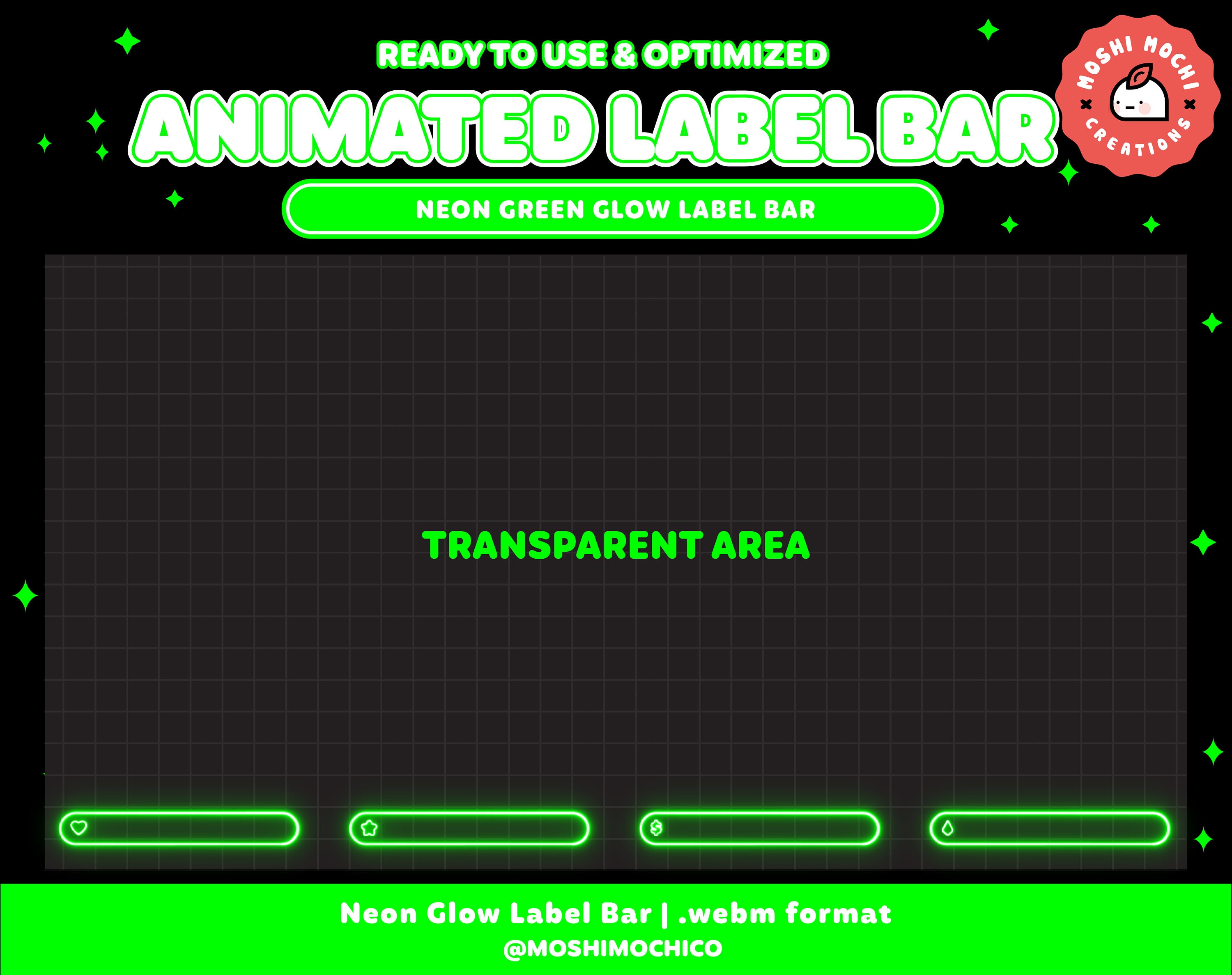 Neon Green Label Bar for Twitch / Animated Simple Aesthetic Overlay ...