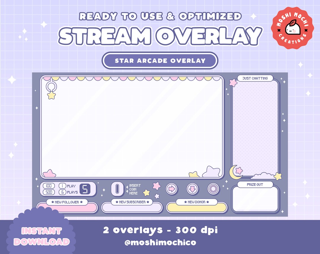 Twitch Stream Overlay Cute Moon Star Arcade Crane Machine / - Etsy Canada