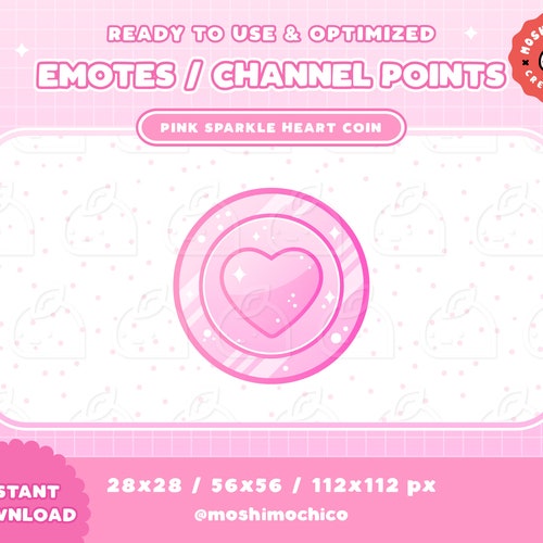 Pink Pixel Heart Channel Point Coin / Emote / Twitch Badge / - Etsy