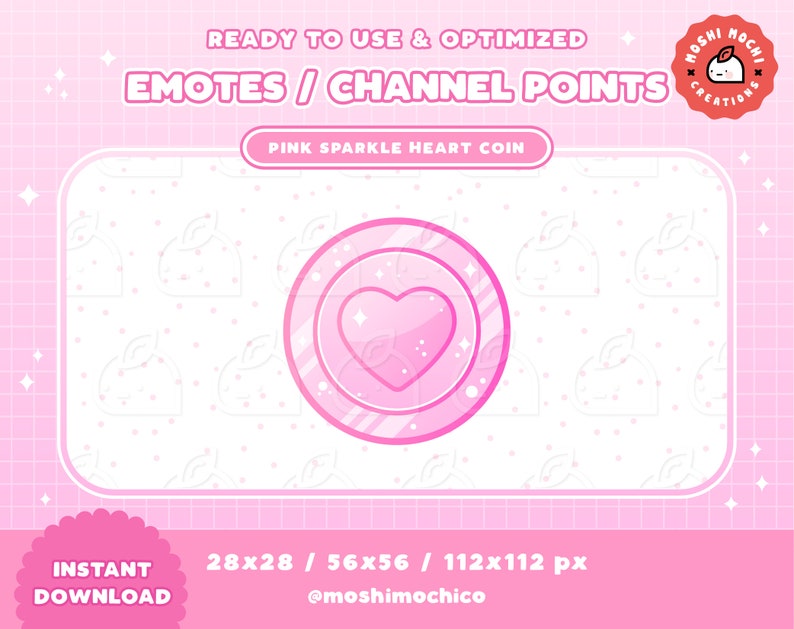 Pink Bubble Heart Channel Point Coin / Emote / Twitch Badge / | Etsy