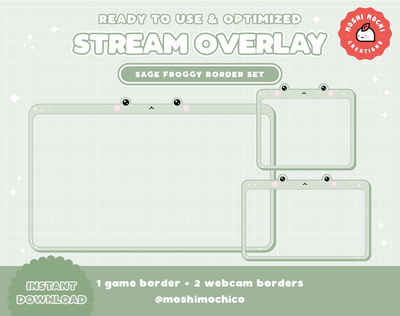 Stream Webcam Border / Twitch Overlay / Cute Sage Frog / Game - Etsy