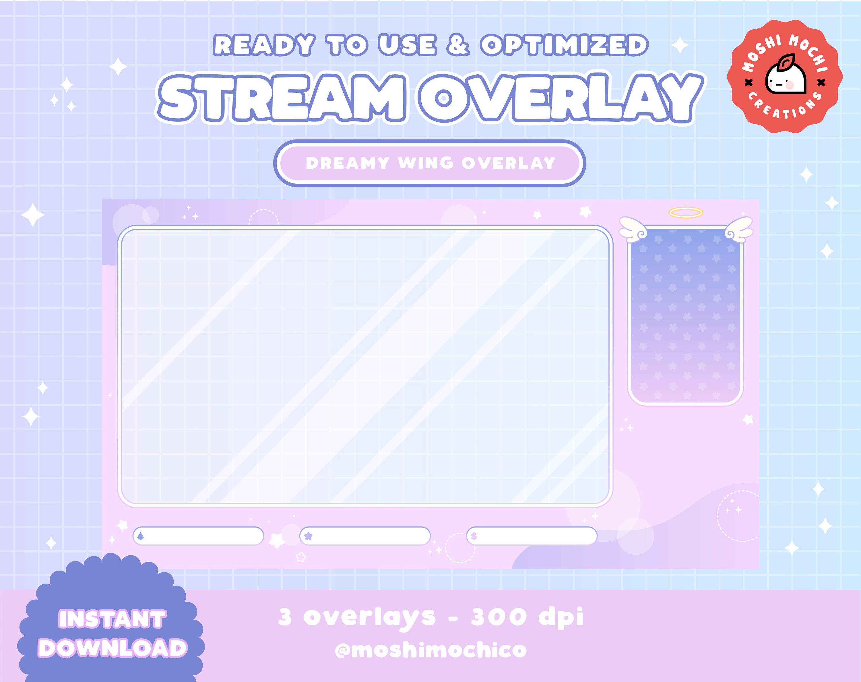 Girly Twitch Stream Overlay Cute Angel Wing Kawaii - Etsy