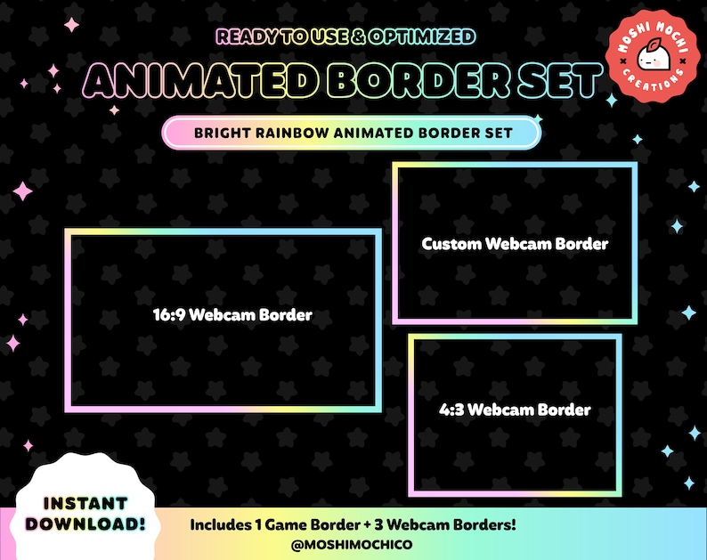 Animated Rainbow Stream Border Set / Webcam / Game Frame / - Etsy