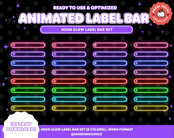 Neon Glow Label Bar for Twitch / Animated Simple Aesthetic - Etsy