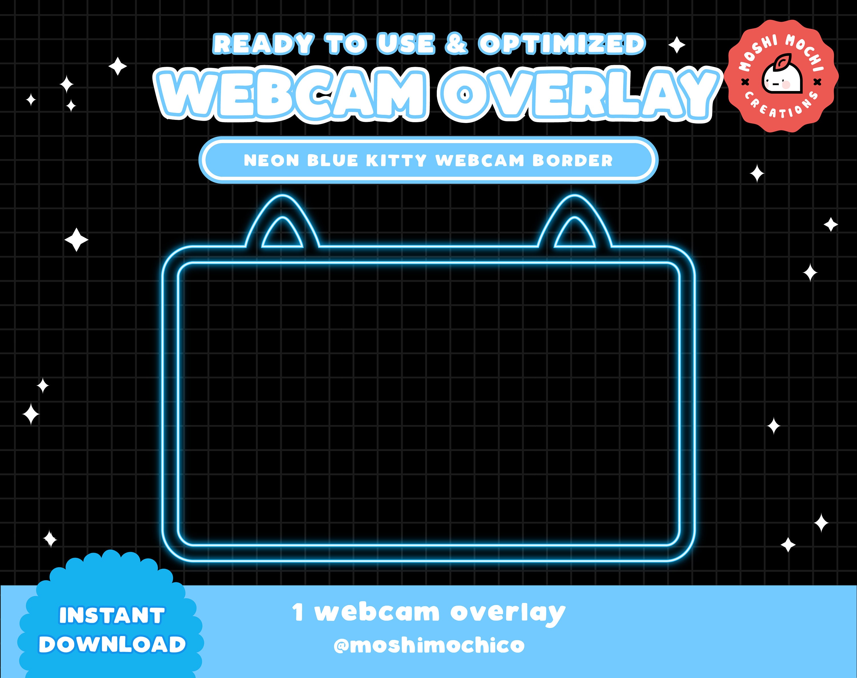 Twitch Neon Kitty Cat Webcam Overlay / Stream Graphics / Cam Overlay ...