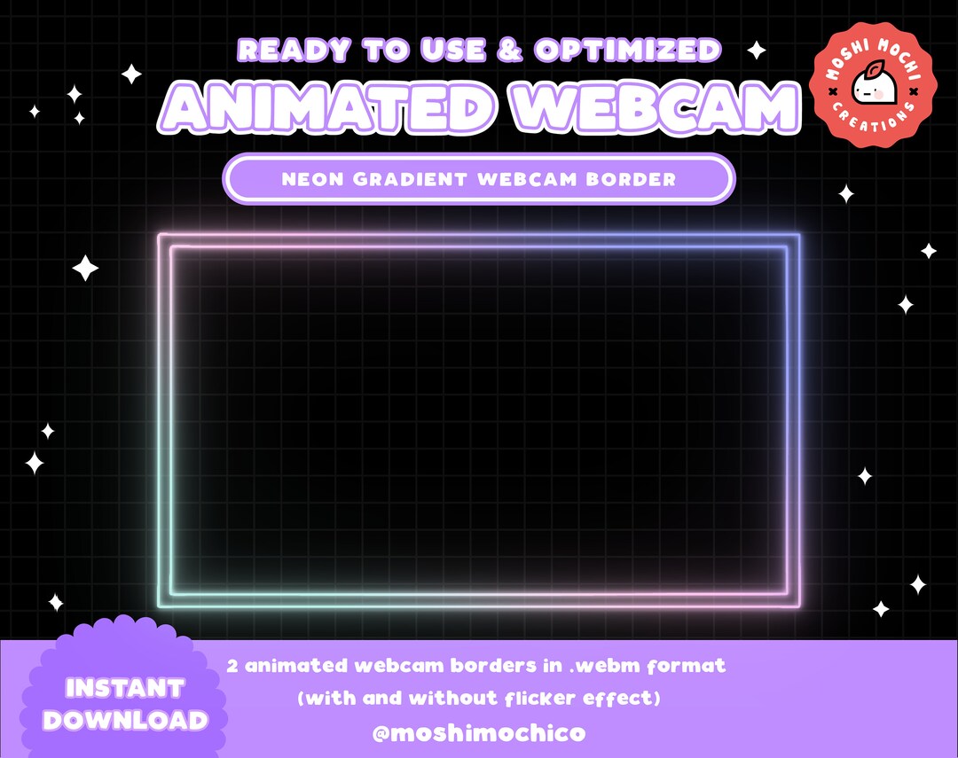 Twitch Animated Neon Webcam Border / Iridescent / Animated Camera Frame ...