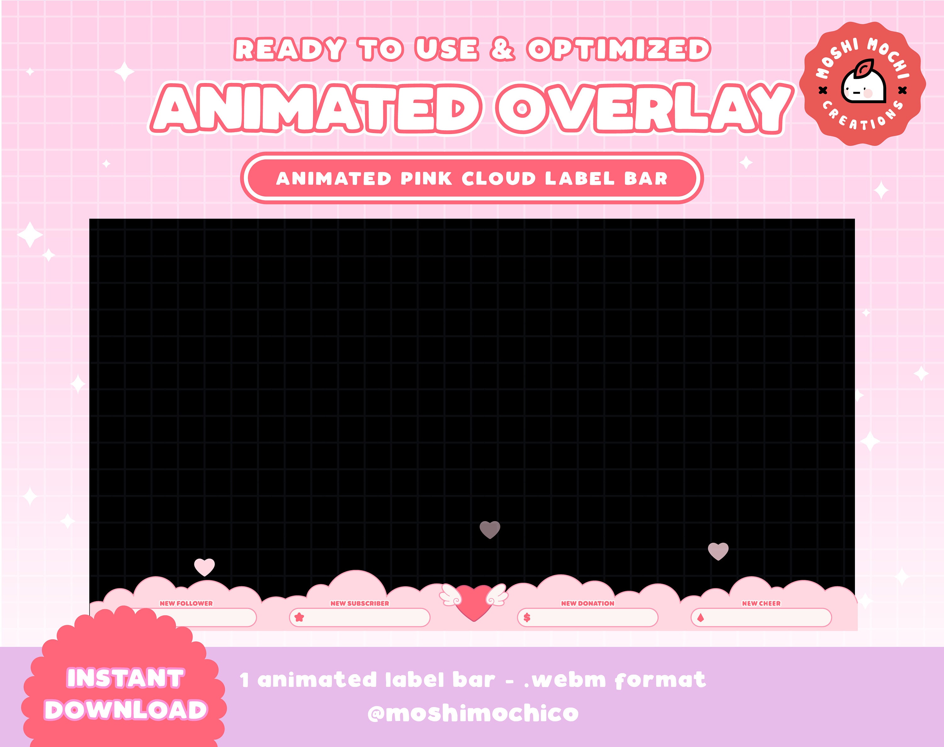 Animated Stream Label Bar / Cute Pink Cloud Theme / Cute Aesthetic ...