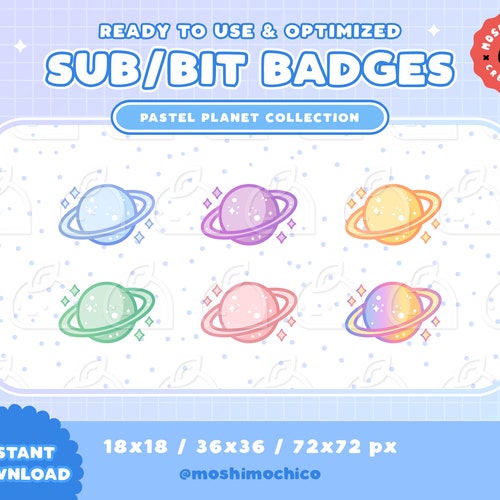 Planet Sub Badges Twitch Discord Stream Pastel Cute - Etsy